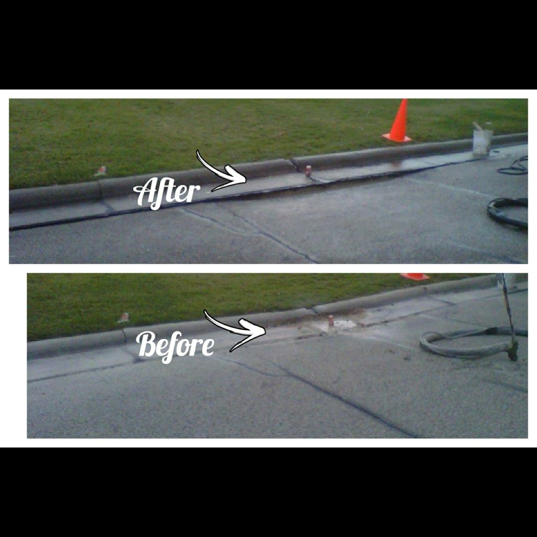Straight Curb Before & After – CRC Concrete Raising Corp.
